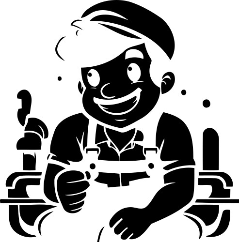 Cartoon plumber mascot character Royalty Free Vector Image