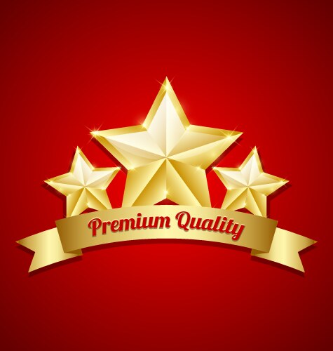 Five golden stars on red background rating rank Vector Image