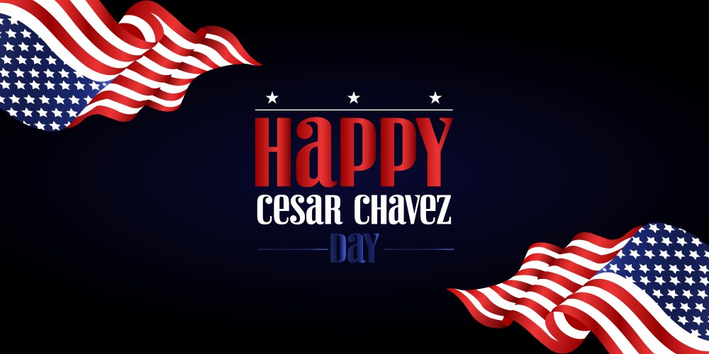 Happy cesar chavez day white text design font Vector Image