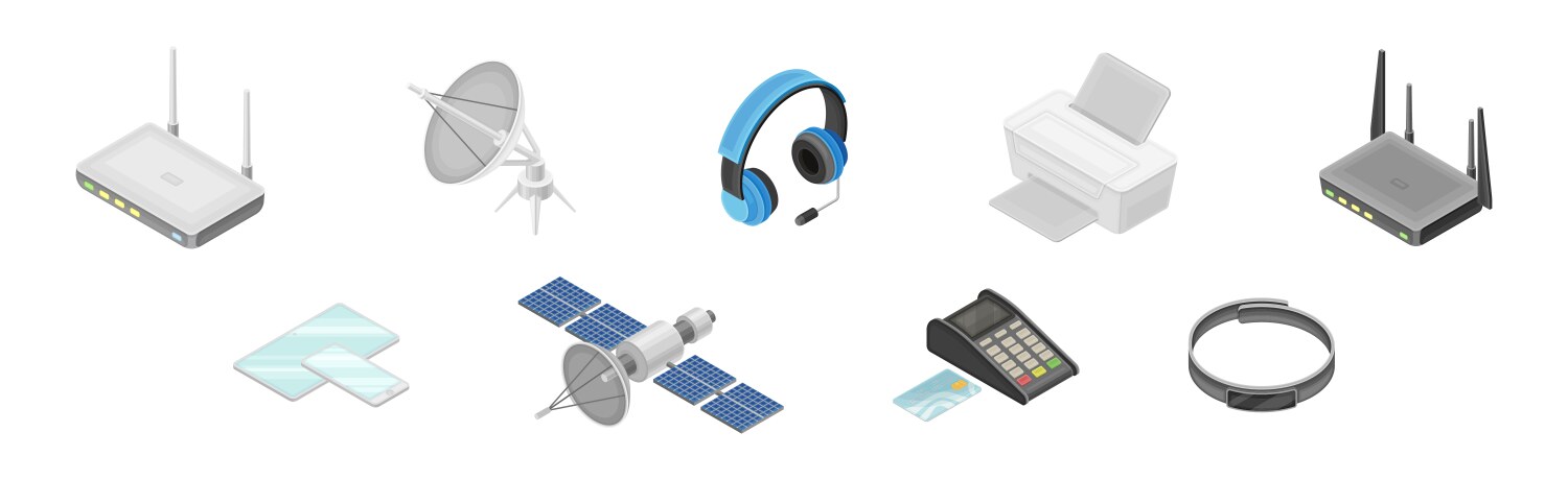 Wireless communication equipment and device Vector Image