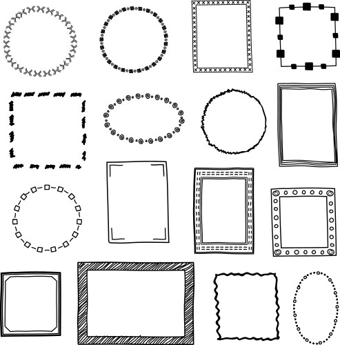 Doodle frames square borders sketch lines hand Vector Image