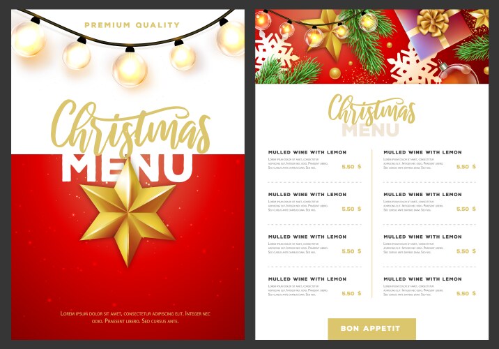 Christmas menu with snowflake design Royalty Free Vector