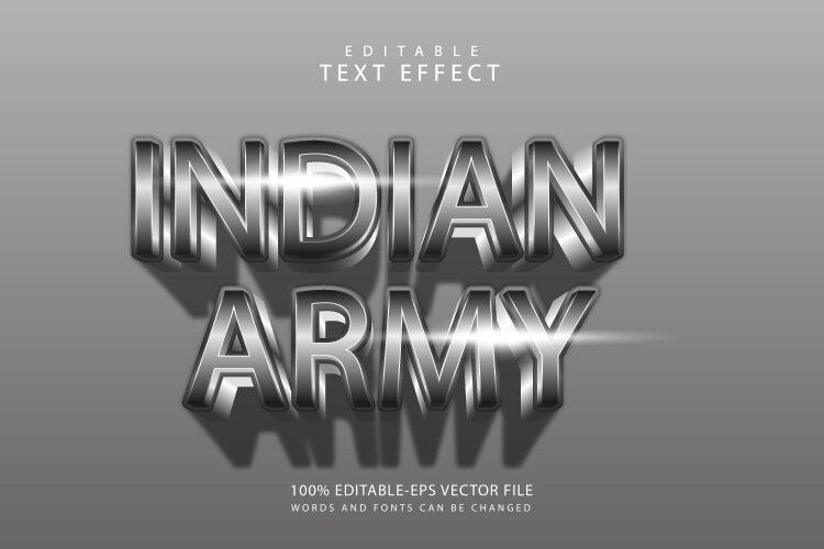 Indian army editable text effect 3 dimension neon Vector Image