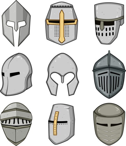 Warrior knight helmet cartoon Royalty Free Vector Image