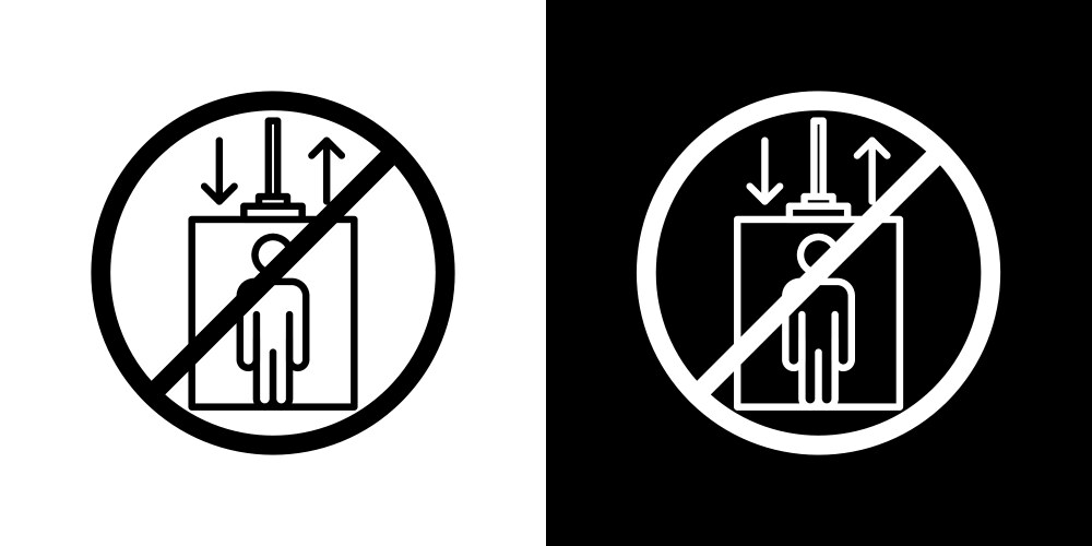 No elevator sign icon set advisory against Vector Image