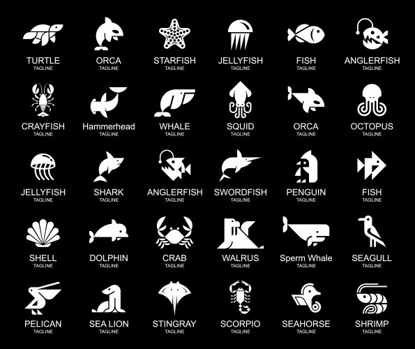 Animals logos collection Royalty Free Vector Image