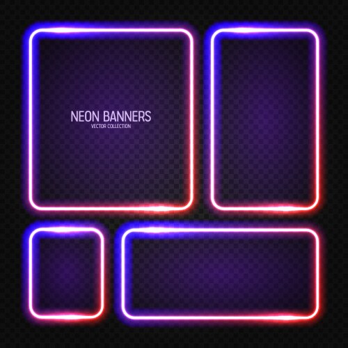 Glowing neon banners illuminated colorful square Vector Image