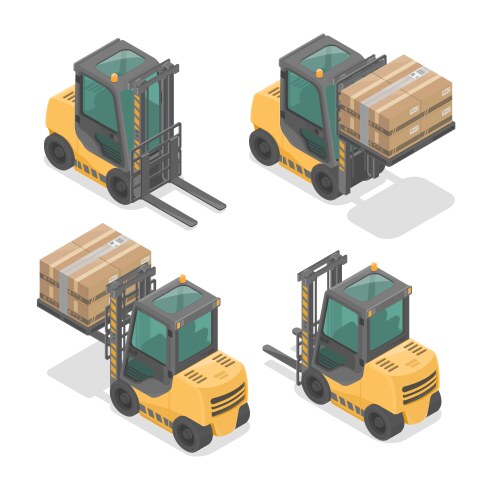Isometric design concept heavy duty forklift Vector Image