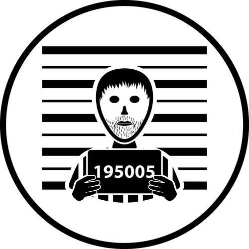 Prisoner in front of wall with scale icon Vector Image