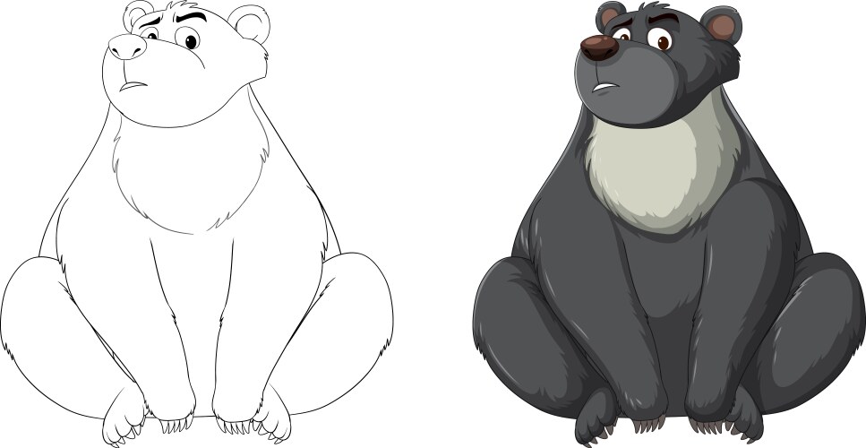 Transition from line art to full color rabbit Vector Image