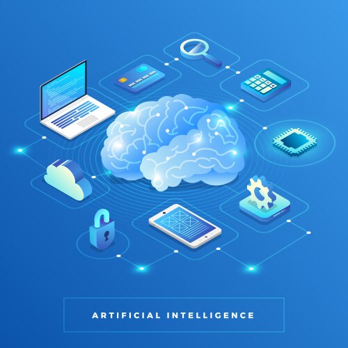 Artificial intelligence concepts and applications Vector Image