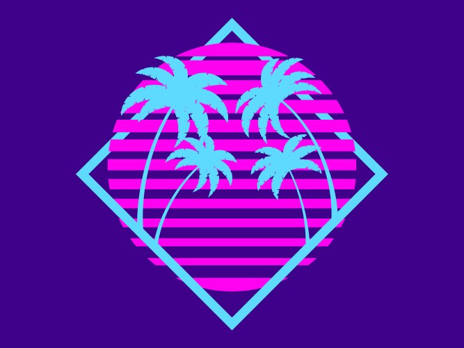 Retro futuristic palm trees in 80s style Vector Image