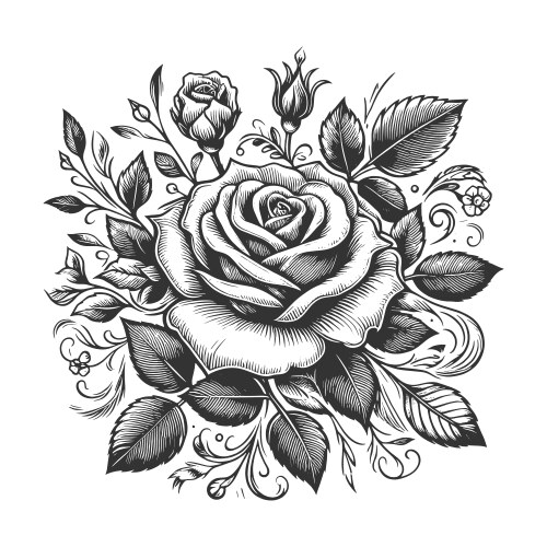 Rose engraving sketch Royalty Free Vector Image