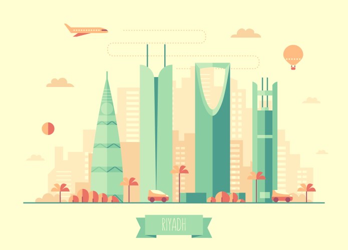 Riyadh skyline saudi arabia city buildings Vector Image