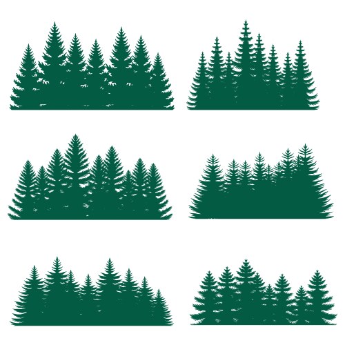 Tree line up silhouette set collection Royalty Free Vector