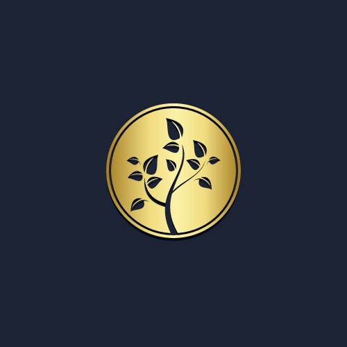 House gold tree garden logo Royalty Free Vector Image