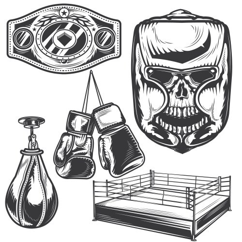 Boxing equipment tools set box accessories Vector Image