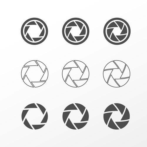 Camera shutter icon set photo and video equipment Vector Image