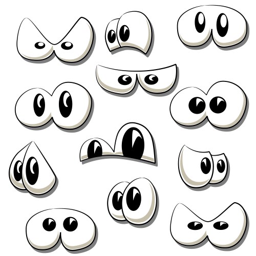 Cartoon eyes comic eye staring gaze watch funny Vector Image