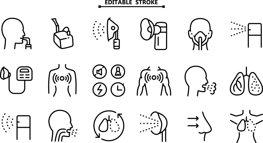 Nebulizer signs collection editable stroke Vector Image