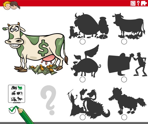 Educational game for kids and coloring book-cow Vector Image