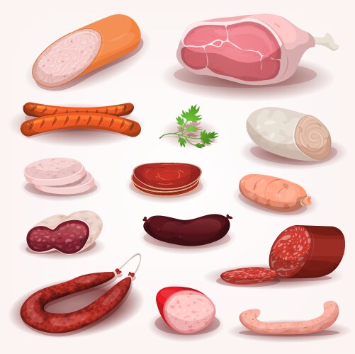 Meat food icons set Royalty Free Vector Image - VectorStock