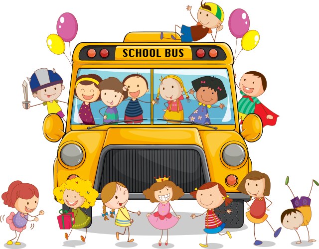 School bus with happy children cartoon Royalty Free Vector