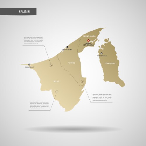 Brunei map with states and modern round shapes Vector Image