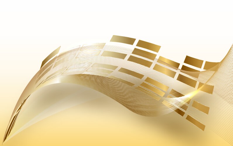 Abstract wave lines gold color isolated on white Vector Image