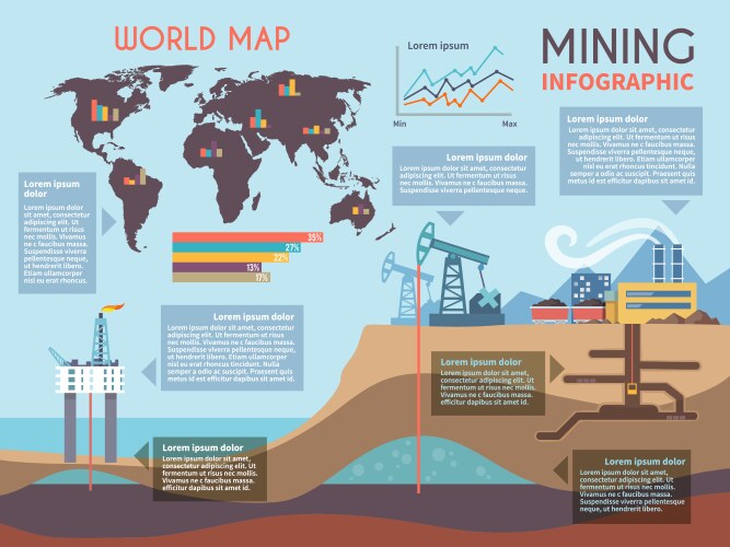 Mining industry infographics Royalty Free Vector Image