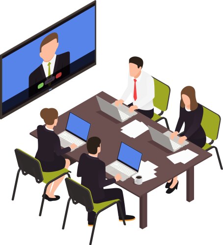 Teamwork isometric business meeting people Vector Image