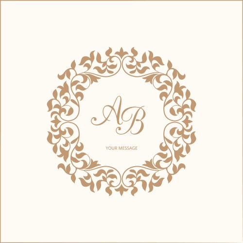 Wedding invitation with monogram Royalty Free Vector Image