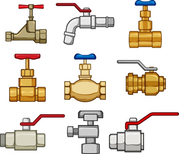 Water plumbing valve cartoon Royalty Free Vector Image