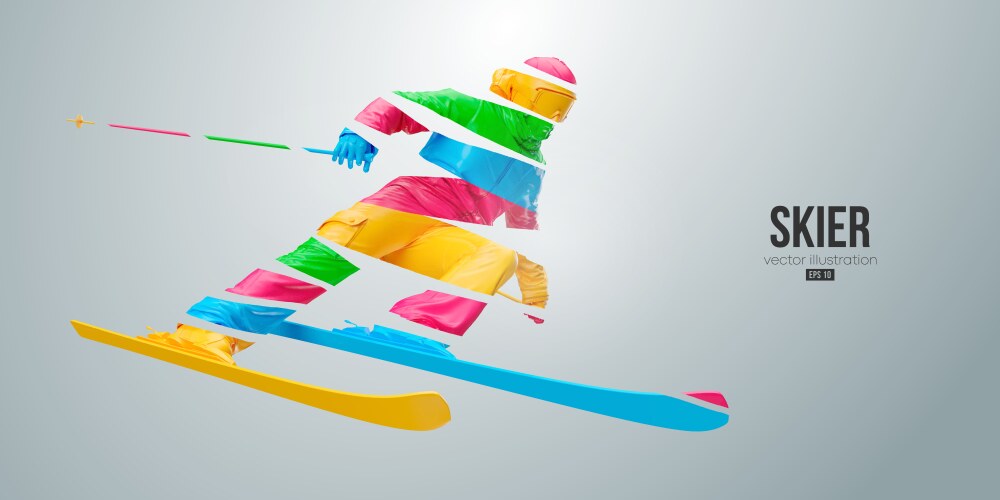 Abstract silhouette of a skiing on white Vector Image