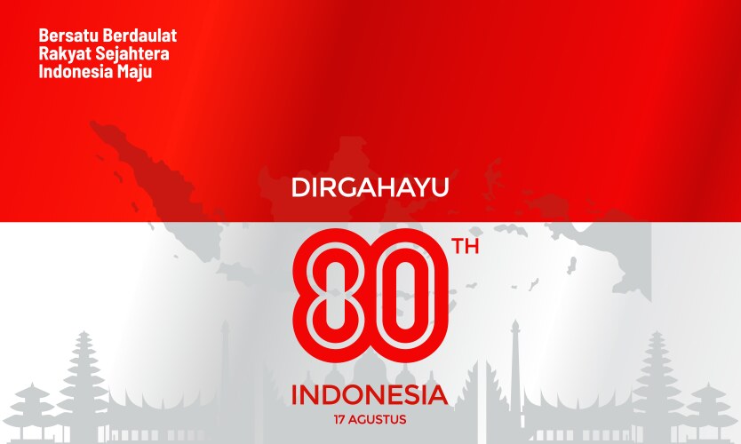 Indonesia 80th Independence Day Banner Royalty Free Vector