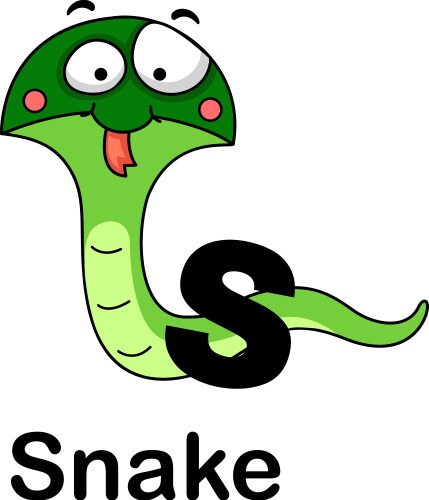 Alphabet letter s-snake exercise with cartoon Vector Image