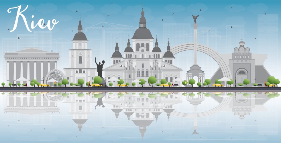 Kiev ukraine city skyline silhouette Royalty Free Vector