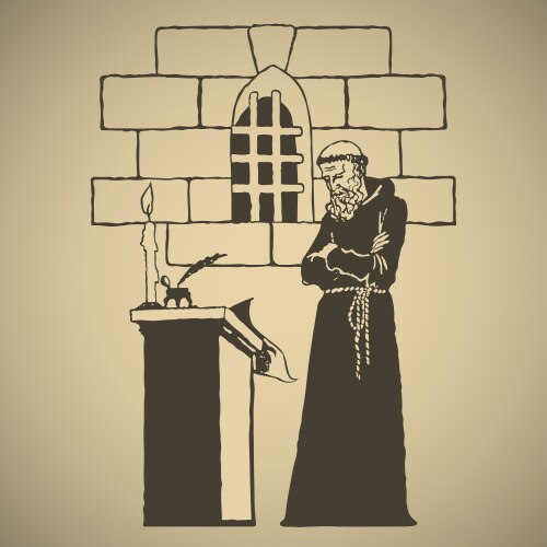 Medieval Monk Writing Royalty Free Vector Image
