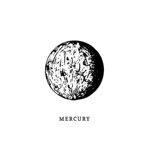 Hand drawn mercury planet Royalty Free Vector Image