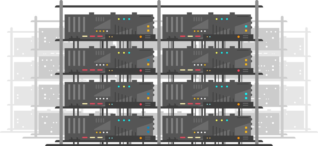 3d close up server rack cluster in data center Vector Image