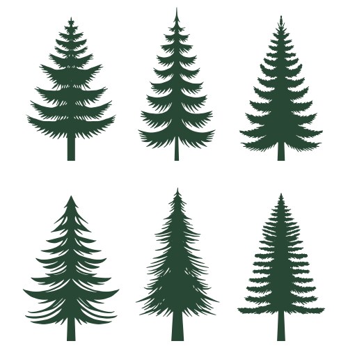 Tree line up silhouette set collection Royalty Free Vector