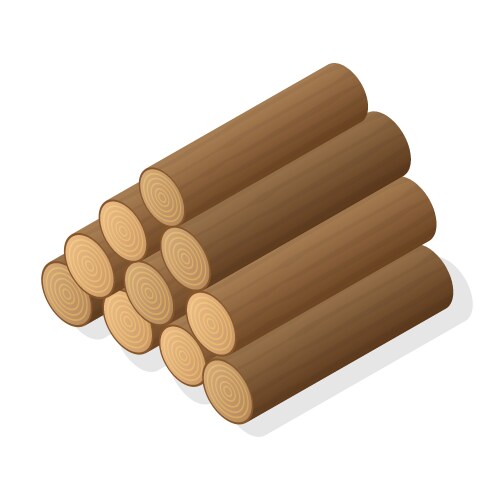 Stack firewood icon brown tree trunks Royalty Free Vector