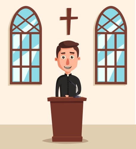 Catholic priest and nun flat cartoon Royalty Free Vector