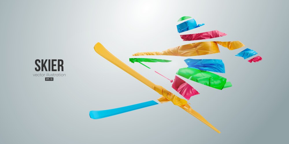 Abstract silhouette of a skiing on white Vector Image