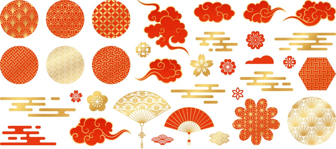 Asian Patterns And Designs Chinese Digital Paper, New Year Asian