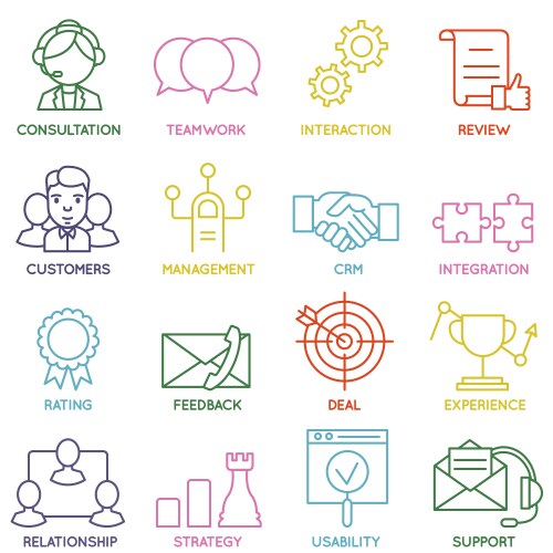 Harmonious relationship icons set Royalty Free Vector Image