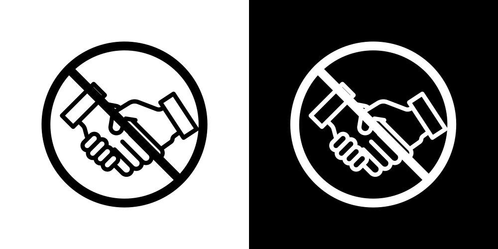 No handshake sign icon set forbidden shake hand Vector Image