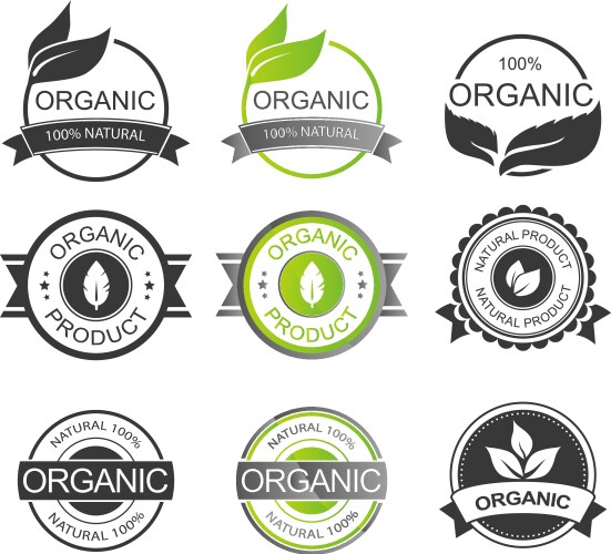 Organic food logos Royalty Free Vector Image - VectorStock