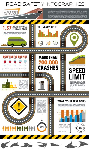 Road and traffic safety infographics template Vector Image