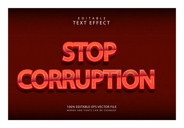 Stop corruption editable text effect 3 dimension Vector Image